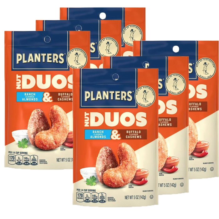 CLEARANCE - SIX BAGS of Planters Nut Duos Buffalo Cashew and Ranch ...