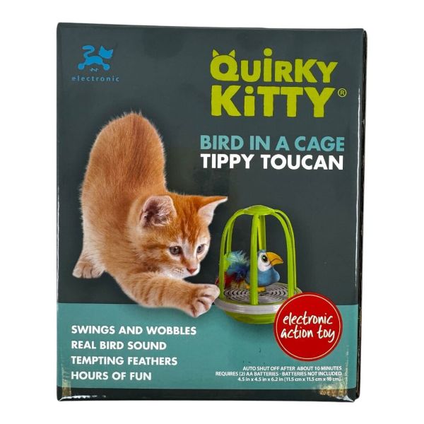 Interactive Bird in a Cage Cat Toy - Electronic Action Engages Hunting ...