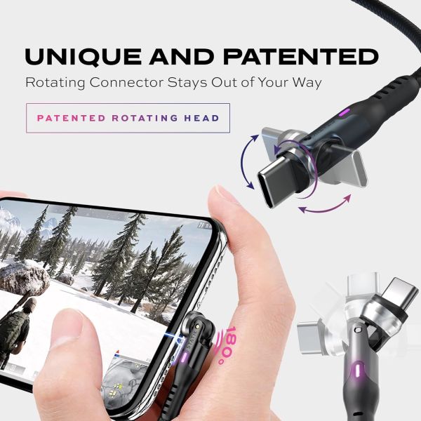 Unique USB-C Rotating Charging Cable With USB-C Adapter so you're ...