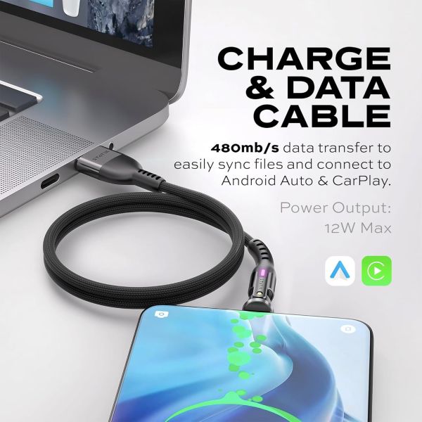 Unique USB-C Rotating Charging Cable With USB-C Adapter so you're ...