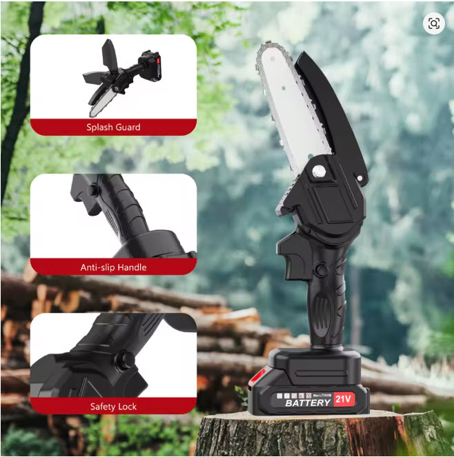 One Handed Cordless Mini Chainsaw With Two Batteries - The smaller size ...