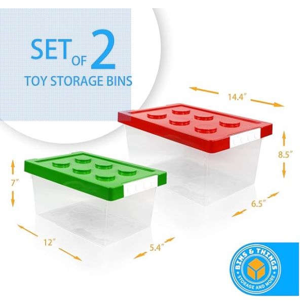 Set of 2 Bins & Things Lego Organizers and Storage Bins - Large, Small ...