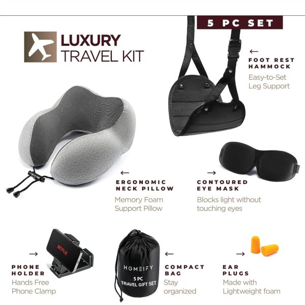 Complete Comfort 6 Piece Travel Kit - Includes Memory Foam Travel ...