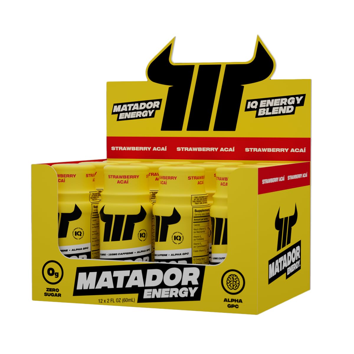 12 PACK of MATADOR Energy Shots Extra Strength Mini Energy Drinks w/B ...