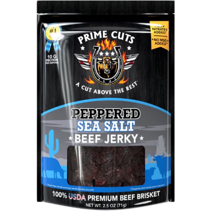 THREE FULL SIZE BAGS of Prime Cut Peppered Sea Salt Beef Brisket Jerky ...