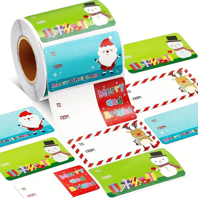 2 PACKS OF 500 Christmas Tags Self Adhesive Stickers for Xmas Presents ...