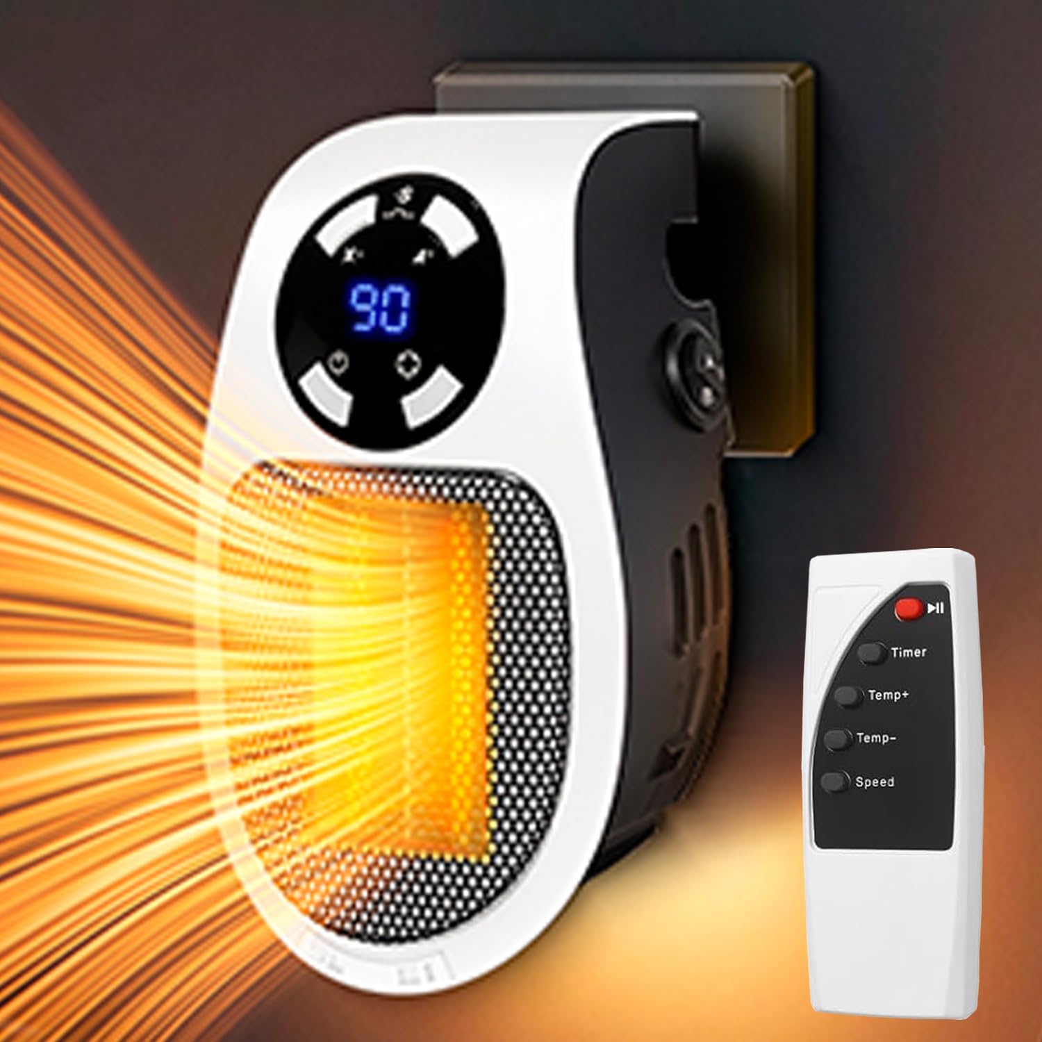 Portable Programmable 500W Wall Outlet Space Heater With LED Display ...