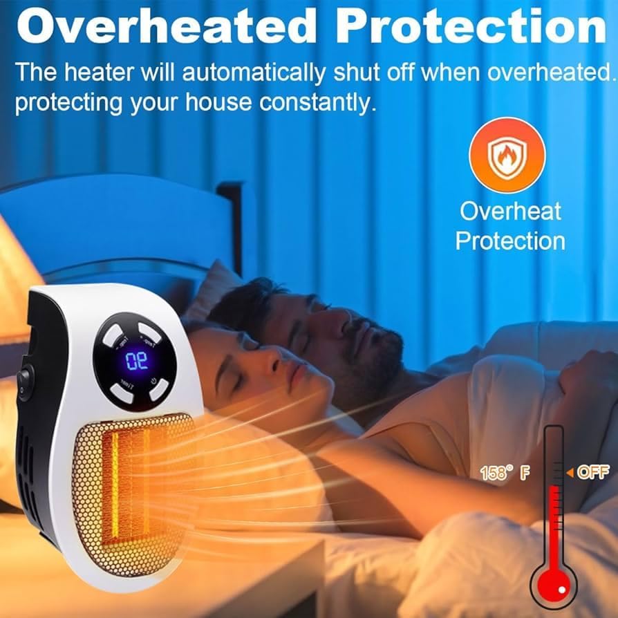 Portable Programmable 500W Wall Outlet Space Heater With LED Display ...