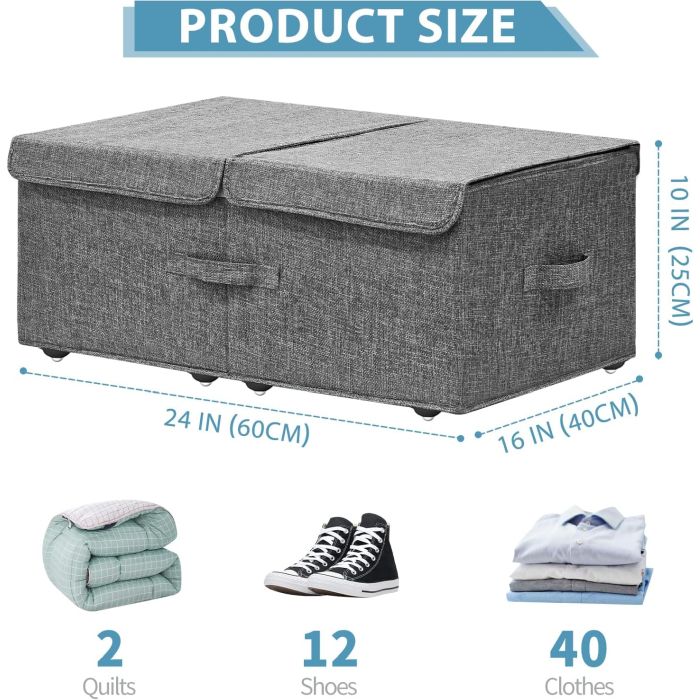 2 PACK of Large Under Bed Storage Containers with Velcro Lids ...