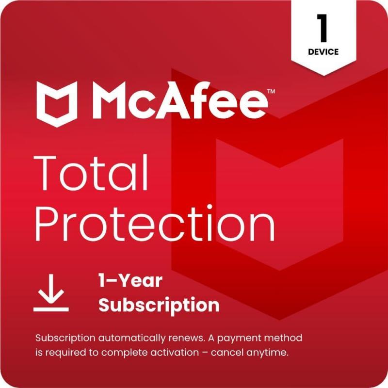 McAfee Total Protection Antivirus (1 Device, 1-Year Subscription) - Don ...