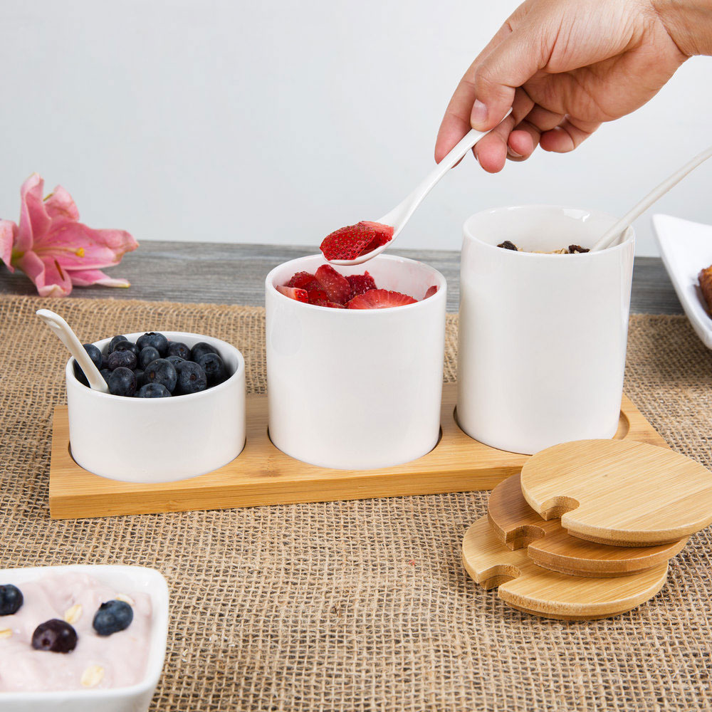 Round Porcelain Canister Set - Includes 4.5, 9 and 12 Ounce Canisters ...
