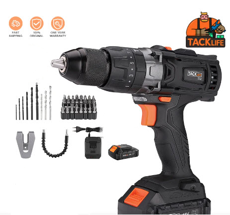 18V Cordless Drill Electric Variable Speed Drill With Built-In LED ...