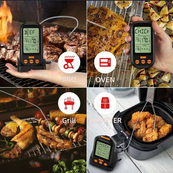 Wireless Digital Meat Thermometer with Dual Probes - Works in the oven ...