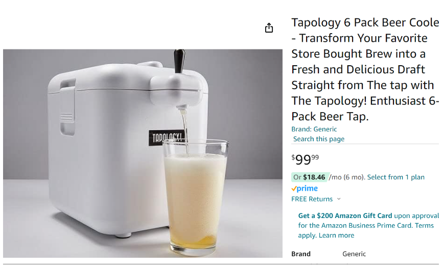 Tapology Cooler Microfoam Beer Tap - Turn any 6-Pack of beer into beer ...