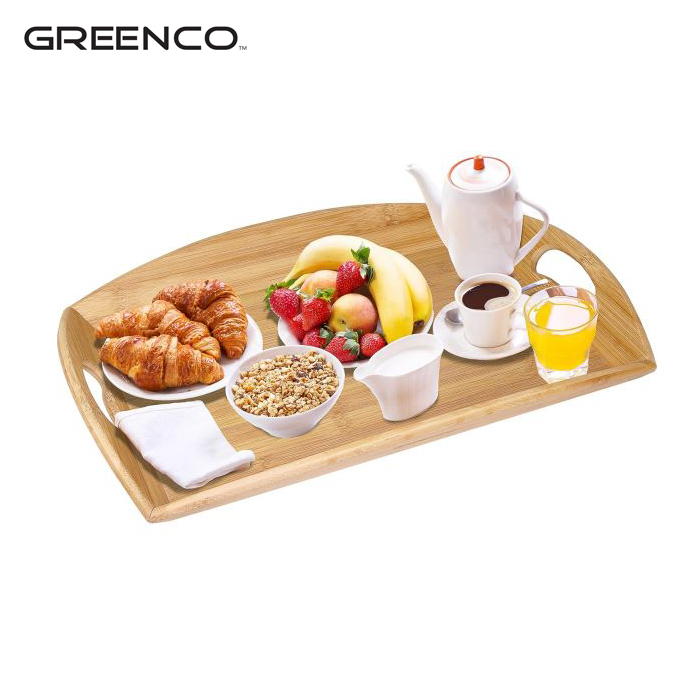 Greenco Bamboo Angular Sides Butler Serving Food Tray with Handles ...