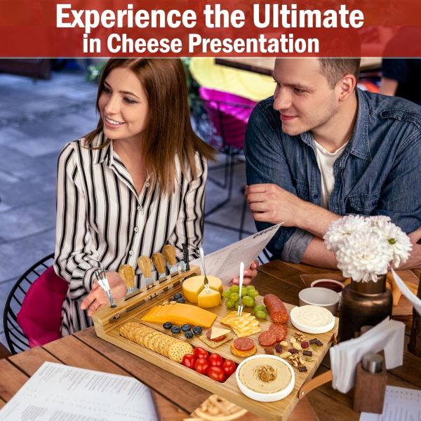 Deluxe Bamboo Cheese Board & Charcuterie Set - Impress Your Guests with This All-in-One ...