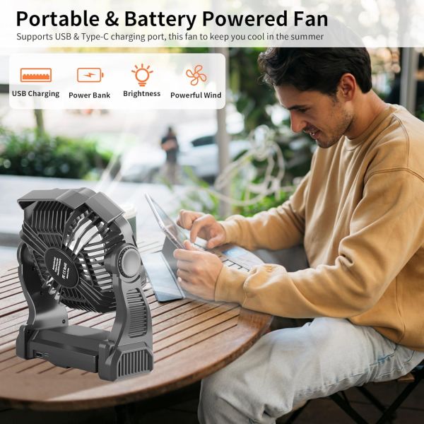 3-in-1 Fan / Light / Portable Power Bank - Rechargeable and portable ...