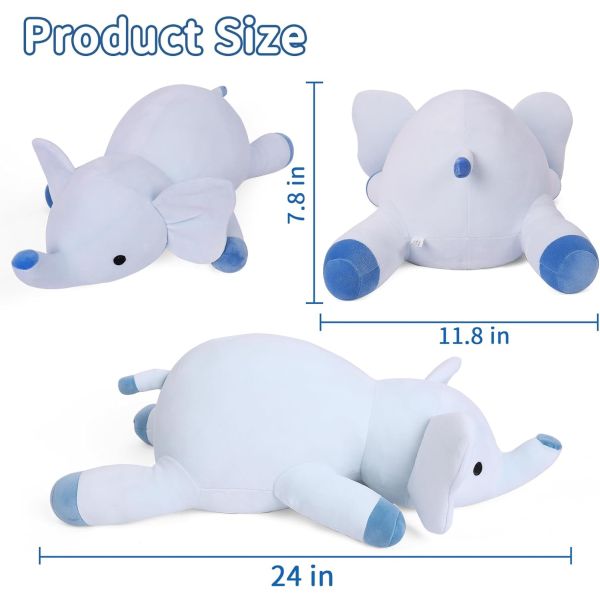 Jumbo INCREDIBLY SOFT Weighted Elephant Plush - 24 inches - 4 Pounds ...