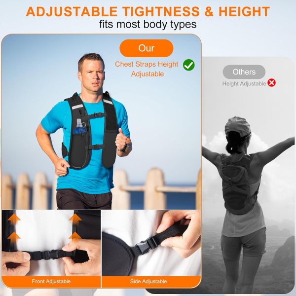 Hydration Running / Hiking Vest Backpack With Attachable LED Light and ...