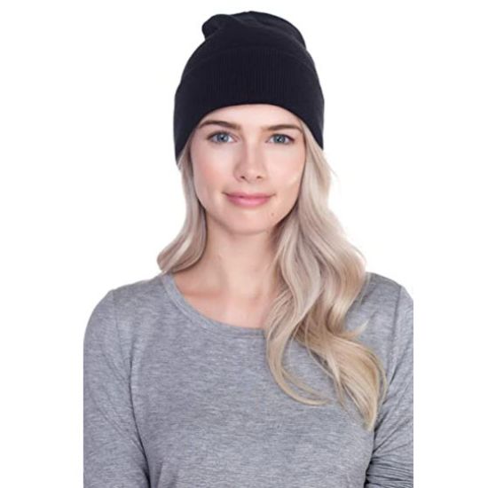 EARLY IN THE SEASON SALE - 4 Pack of Classic Black Unisex Cuffed Plain Beanies - This works out ...