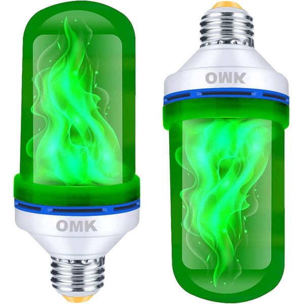 2 PACK of Green LED Flame Effect Light Bulbs - Flame turns to the ...