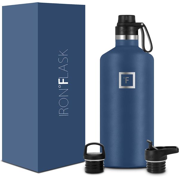 HUGE "ONE AND DONE" Iron Flask 64oz Double Walled Stainless Steel ...