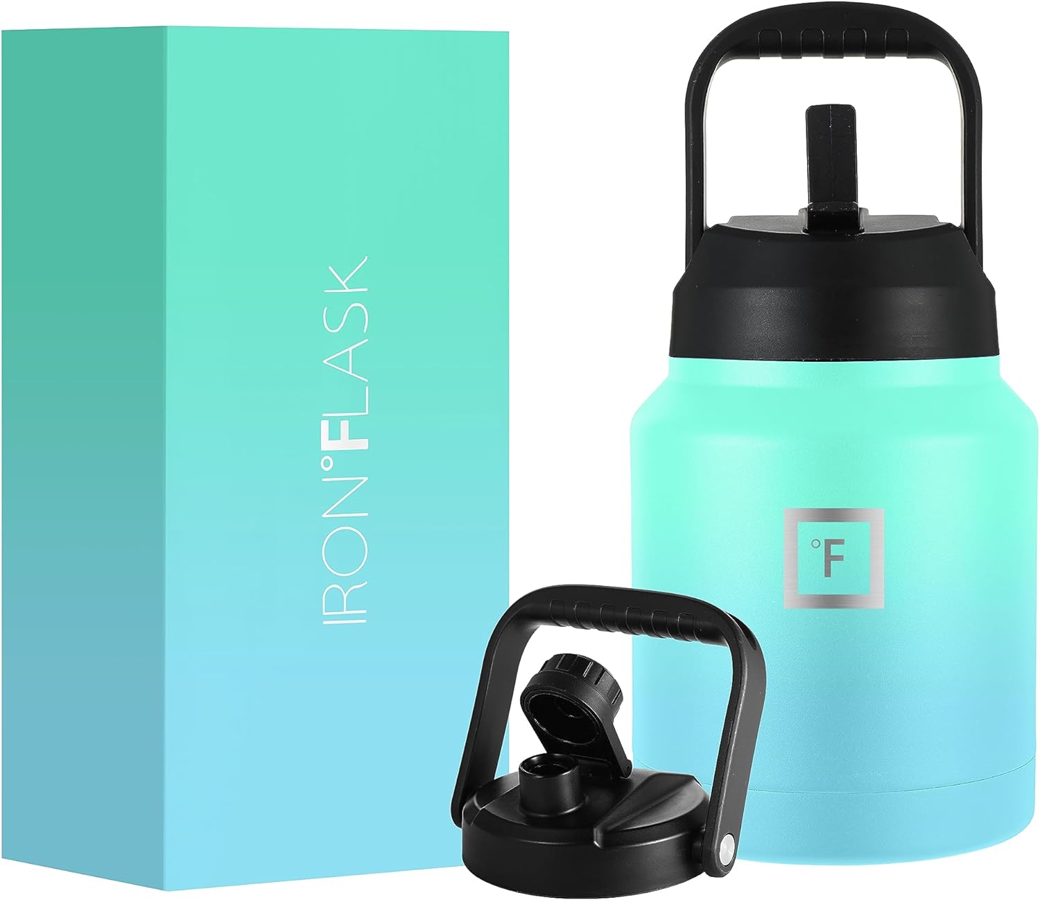 IRON °FLASK 84 Ounce Growler / Bottle - 2 Lids (Straw and Spout), Leak ...