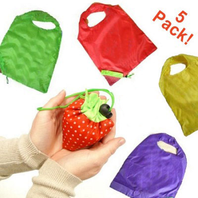 5 Fruit Tote Bags - Full Size Tote That Squishes Into a Little Piece of ...