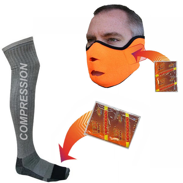 Heated Merino Wool Blend Socks With Compression Fit or Heated Face Mask ...