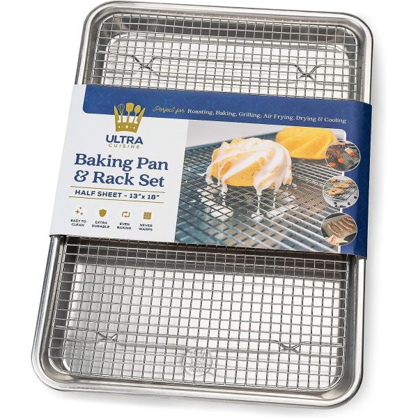 Aluminum Baking Sheet with Stainless Steel Cooling Rack Set by Ultra ...