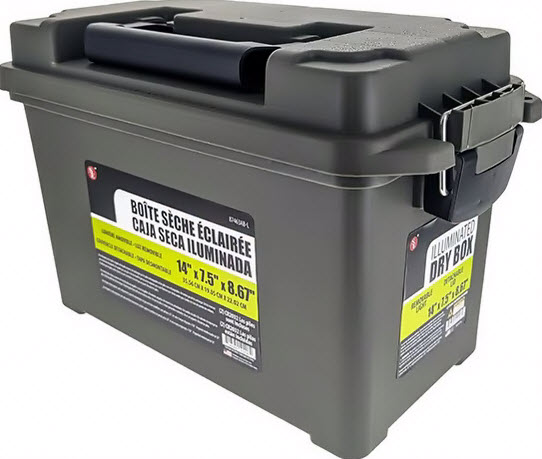 Water Resistant Illuminated Storage Box (Ammo box design) - The built-in light is also ...
