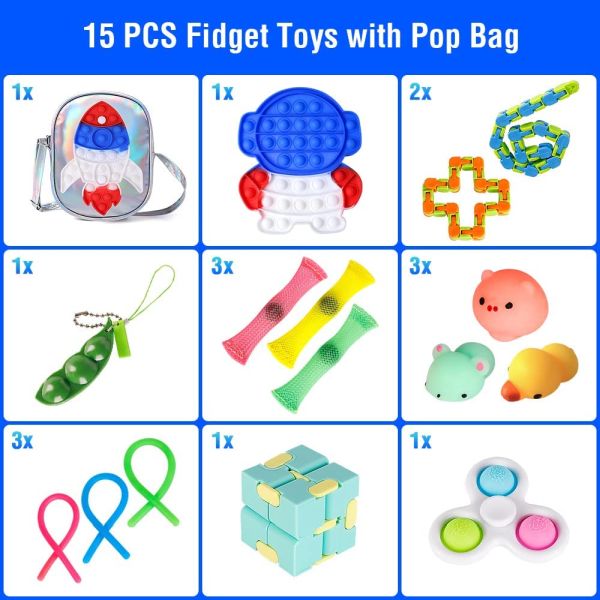 New Kid's Pop Fidget Bag PREFILLED with Fidget Toys! The bag itself is ...
