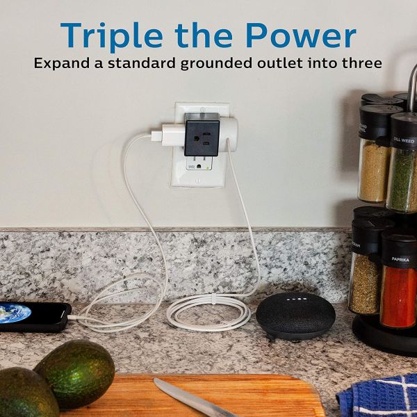 3 PACK of Philips 3-Outlet Side Entry Extenders - Cube design allows ...