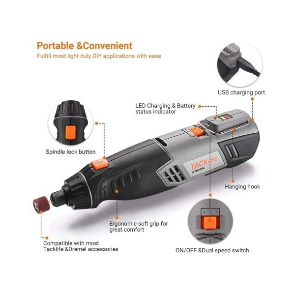 Cordless Rechargeable Rotary Tool With 361 Piece Multipurpose Accessory ...