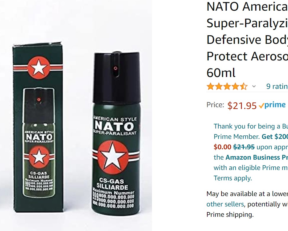 NATO American Style Super-Paralyzing Self Defensive Spray - $22 each on ...