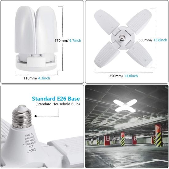 NEW Foldable FOUR-Fan Blade Style Ultra-Bright Ceiling Lamp Bulb - Wide ...