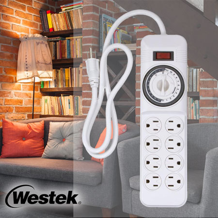 8-Outlet Daily Segment Timer Power Strip by Westek - Includes 4 timer ...