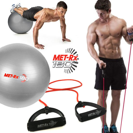 2 Fitness Balls AND 2 Resistance Bands Set by Met-Rx 180 - Ships Free ...