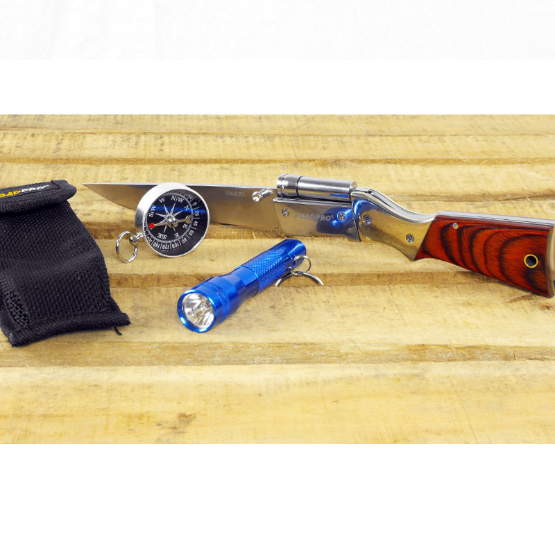 Outdoorsmen 4pc Set - Rifle Knife, Compass & Flashlight - SHIPS FREE ...