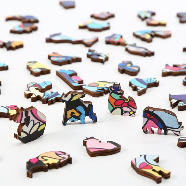 O WOW Crazy Cow Wooden Puzzle - 271 Unique Shaped Pieces Jigsaw Puzzles ...