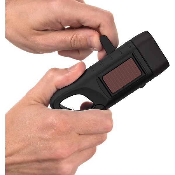 Swiss Safe Rechargeable Flashlight with Solar Power & Hand Crank: High ...
