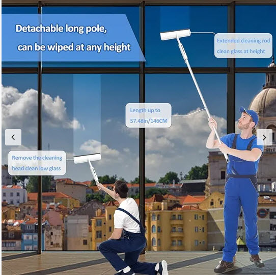 Extendable 3-in-1 58” Spray Glass / Window Cleaning Tool With Built-in ...