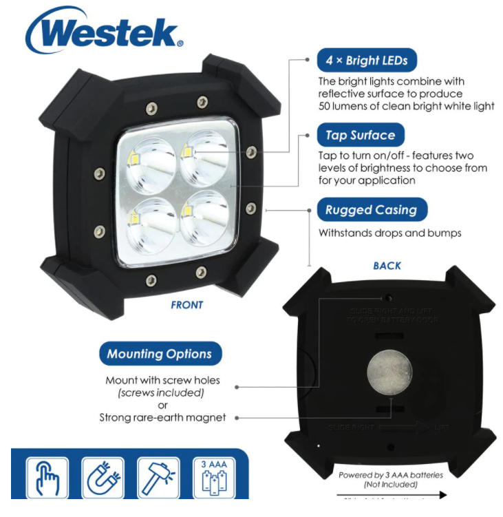 Westek Rugged Rubberized Coating Magnetic Ultra Bright Work Light ...