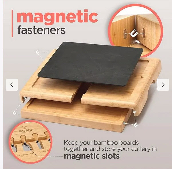 Deluxe Expandable Bamboo Appetizer, Cheese & Charcuterie Board Set With ...