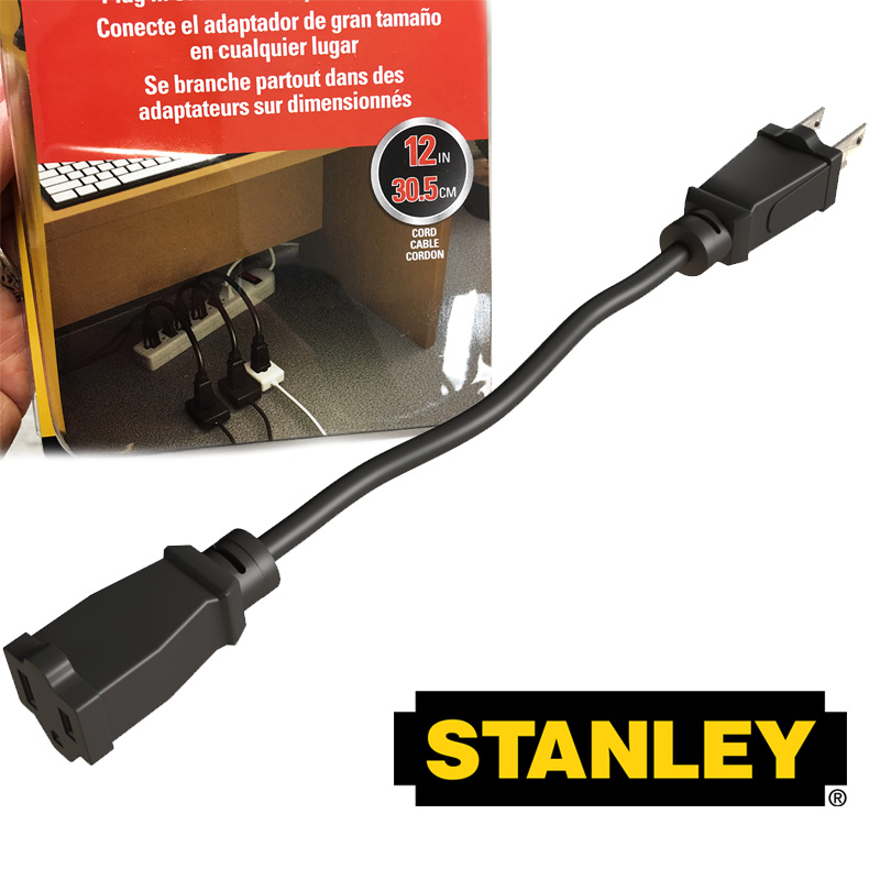 2 Pack of Stanley 12in Outlet Extender Power Cord - ALLOWS THOSE BULKY ...