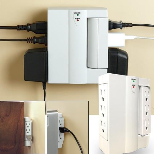 Side Entry Swivel Mount Surge Protector 6 Socket Space Saving Outlet ...