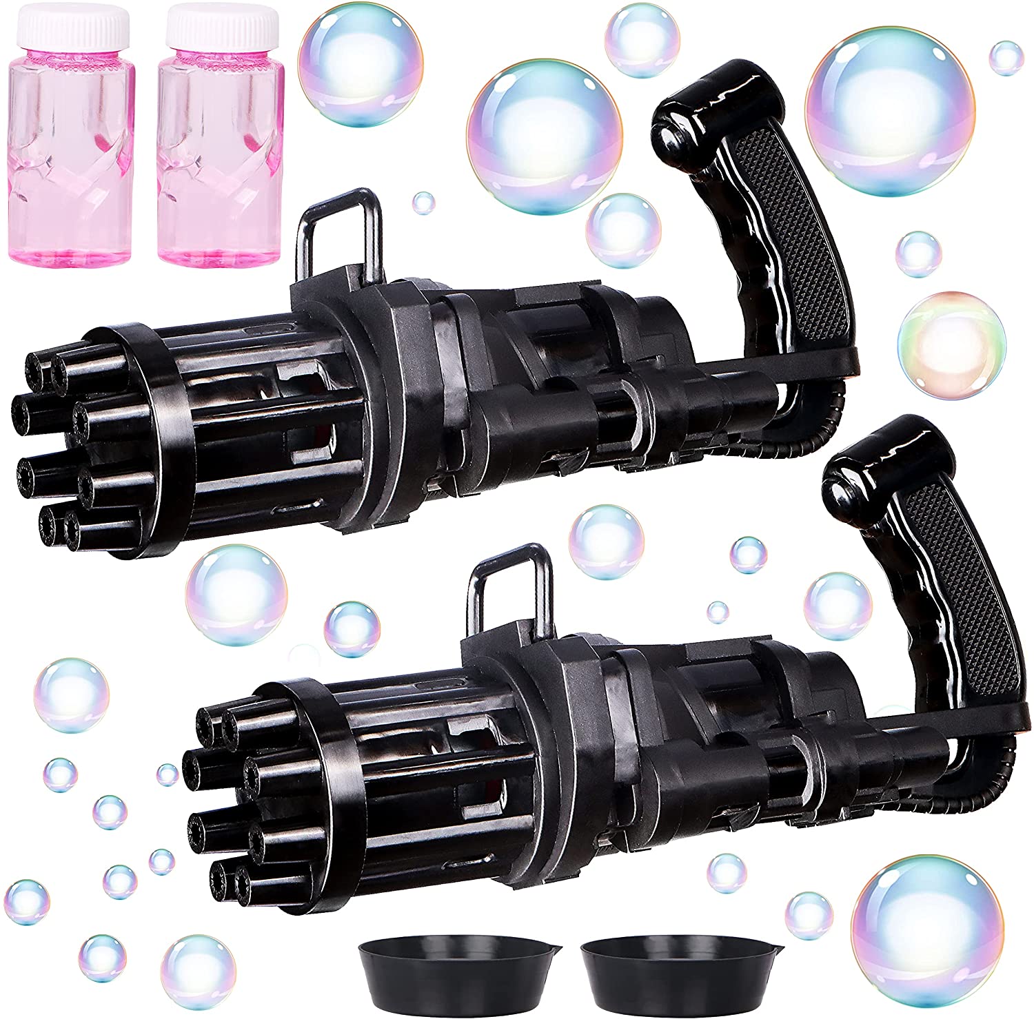 TWO PACK of Automatic Electric Gatling Bubble Blasters - Includes tons ...