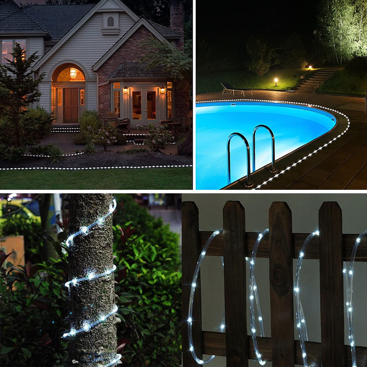16 Foot Connectable LED Indoor / Outdoor Rope Light Kit - Connect up to ...