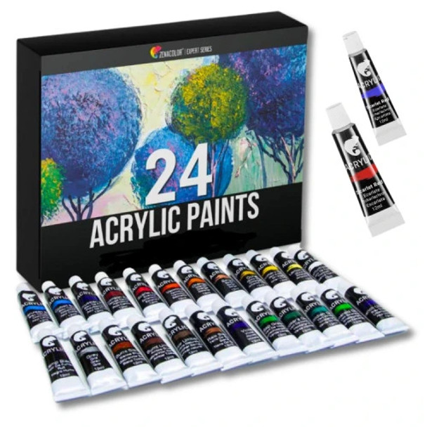 Acrylic Paint Set - 24 Colors /Tubes - Perfect for Painting Canvas ...