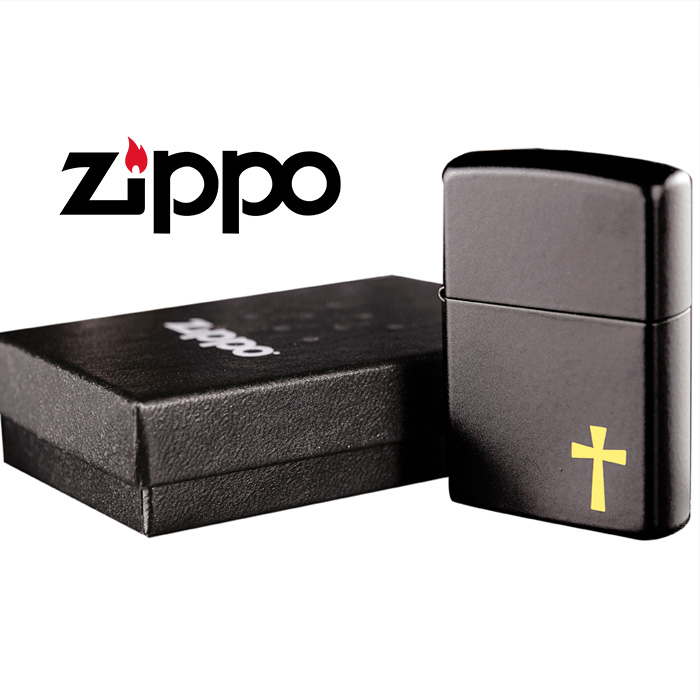 Zippo Matte Black Lighter with Cross Design In Gift Box - 1 For $12 or ...